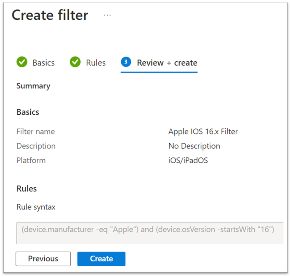 Create IOS/Android Filters in Microsoft Intune