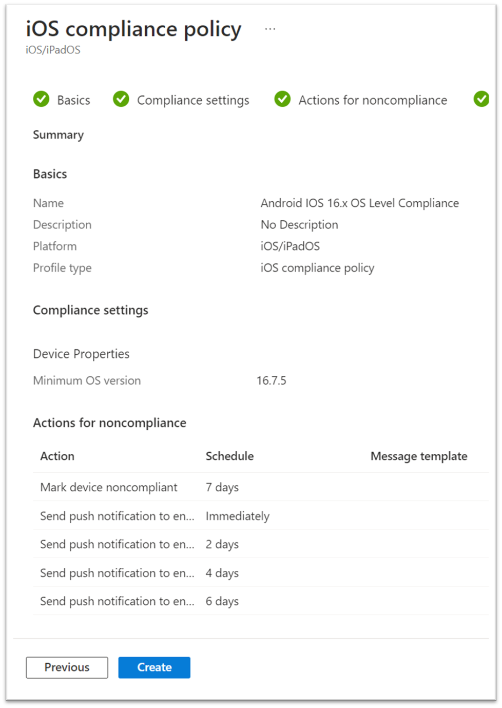 Create IOS/Android Version Specific Compliance Policy