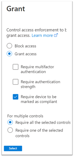 Create a Device-Compliant Conditional Access Policy within Intune.