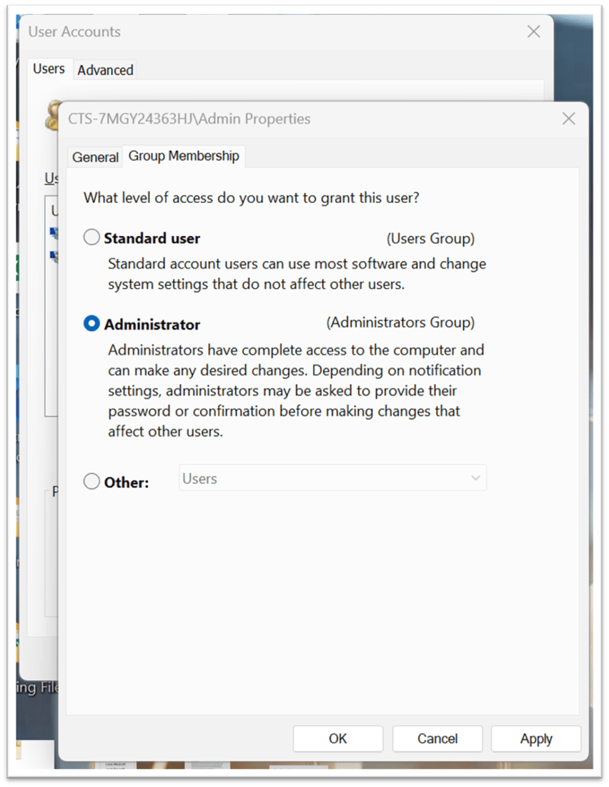 Creating a Windows Admin Account